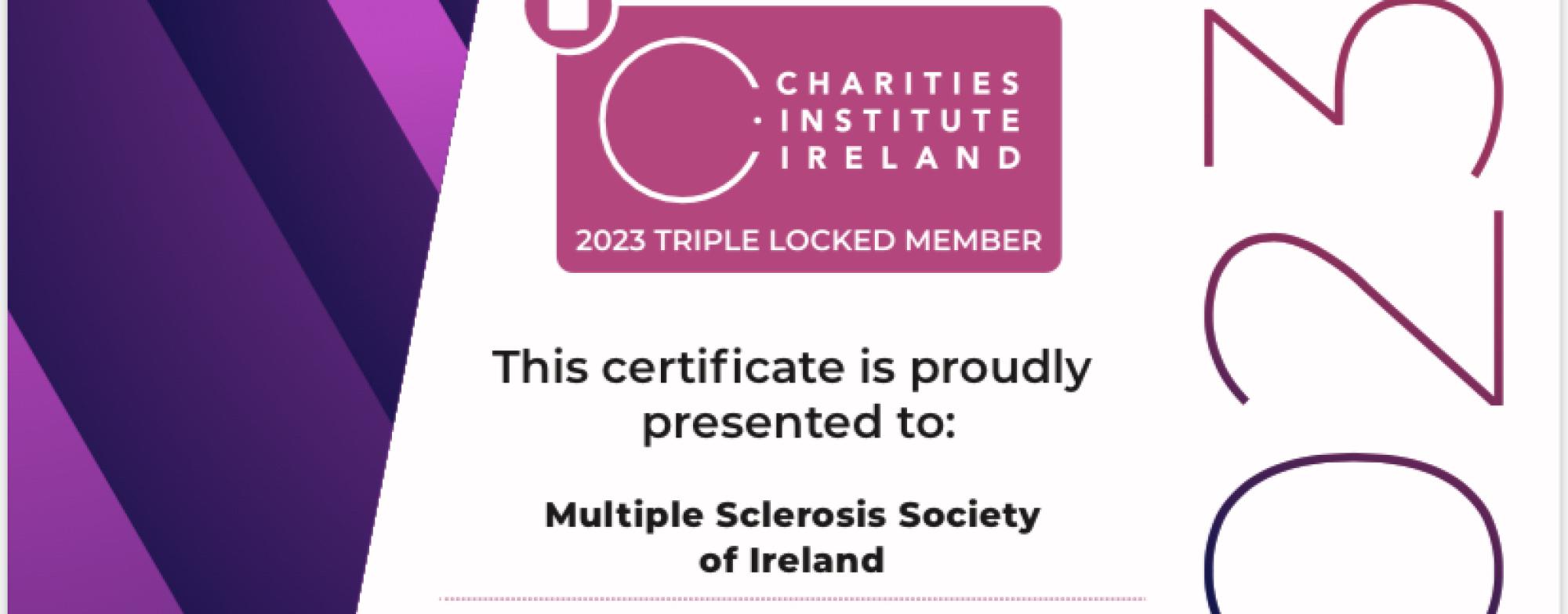 MS Ireland Awarded CII's Triple Lock Standard for 2023 | MS Ireland